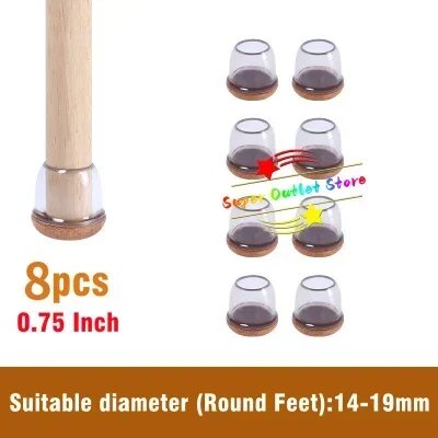 Защитные чехлы для ножек стола, стула, толстые резиновые накладки для мебели, защитные накладки для пола, бытовые, без царапин, уменьшающие шум, колпачки для ножек, инструмент Коричневый, S-Round Clear