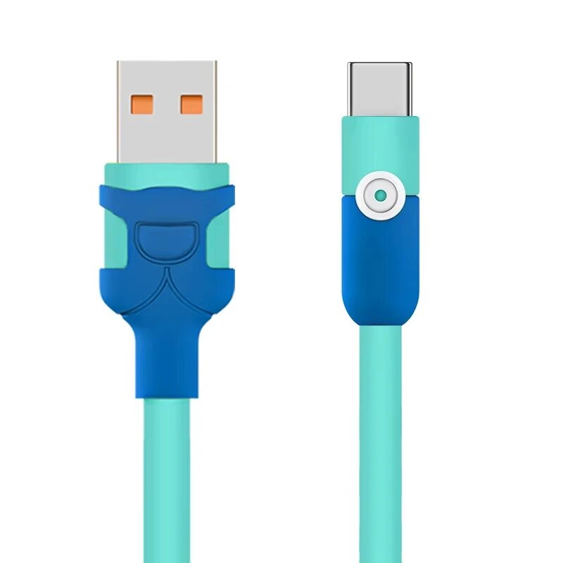 Кабель USB-C Для Быстрой Зарядки 6A, Силиконовый, Мягкий, Для Передачи Данных, 1m, Синий, Blue