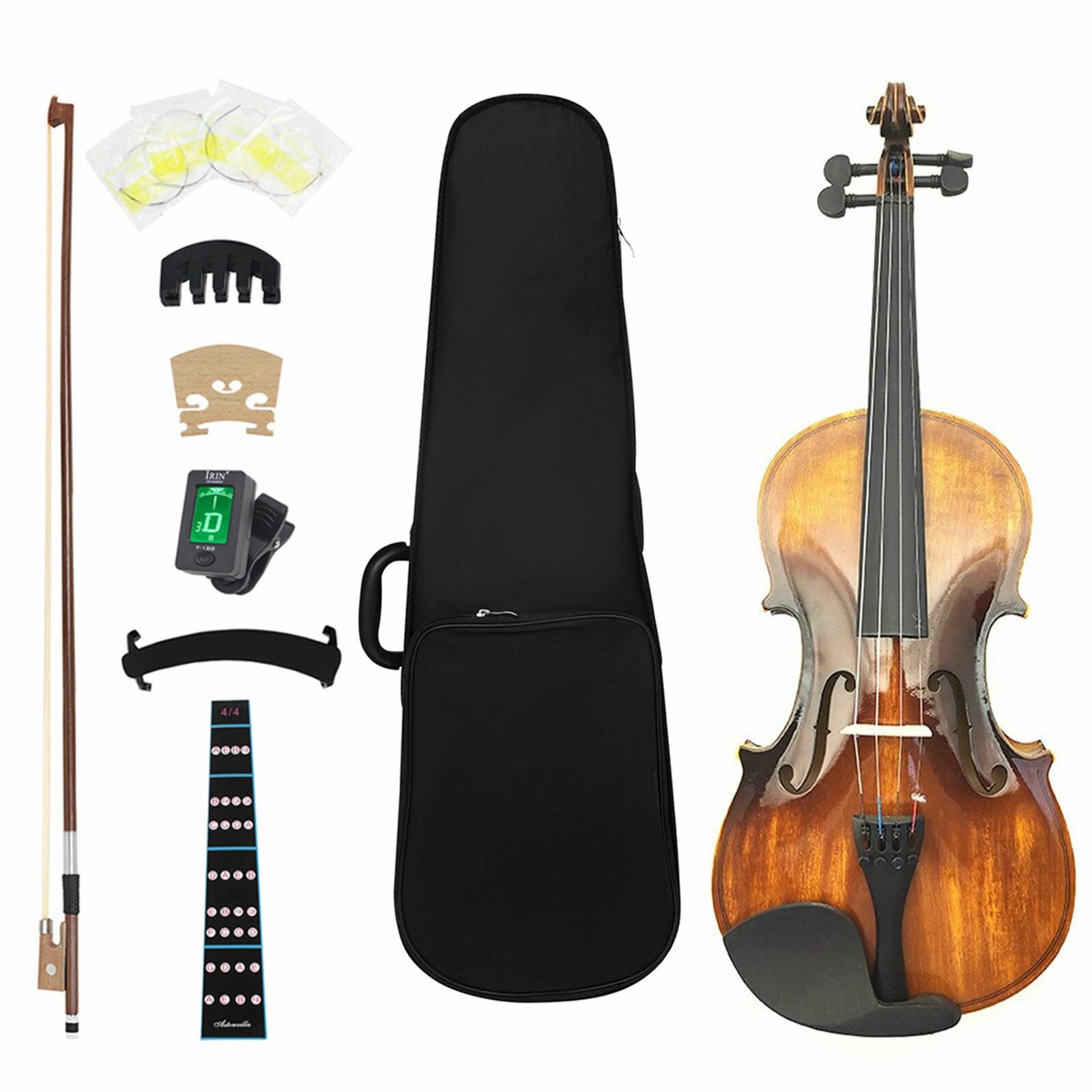 4/4 полноразмерная винтажная акустическая скрипка с аксессуарами деревянная панель
