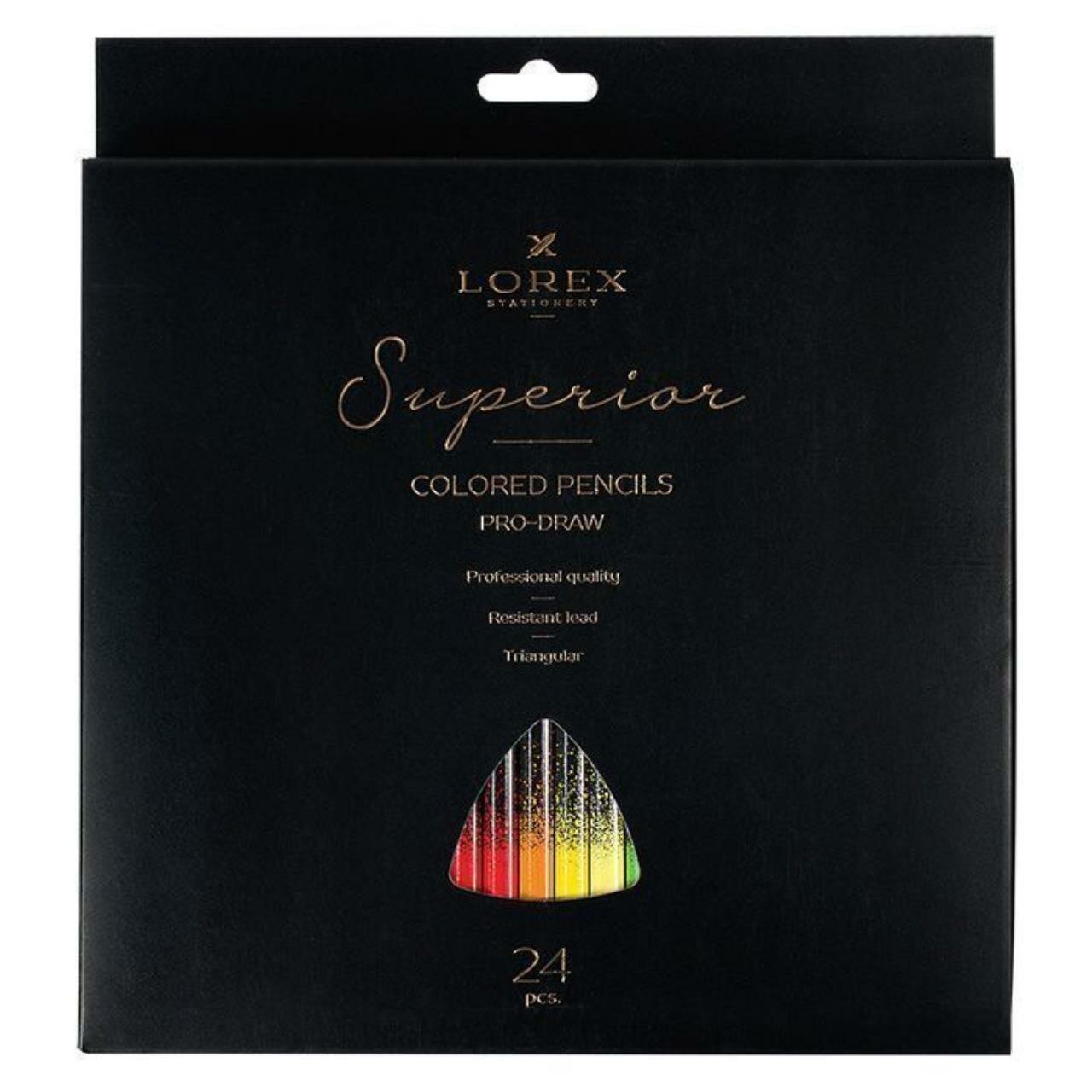 Набор цветных карандашей LOREX Superior 24 цв. трехгранные, деревянные, принт на корпусе