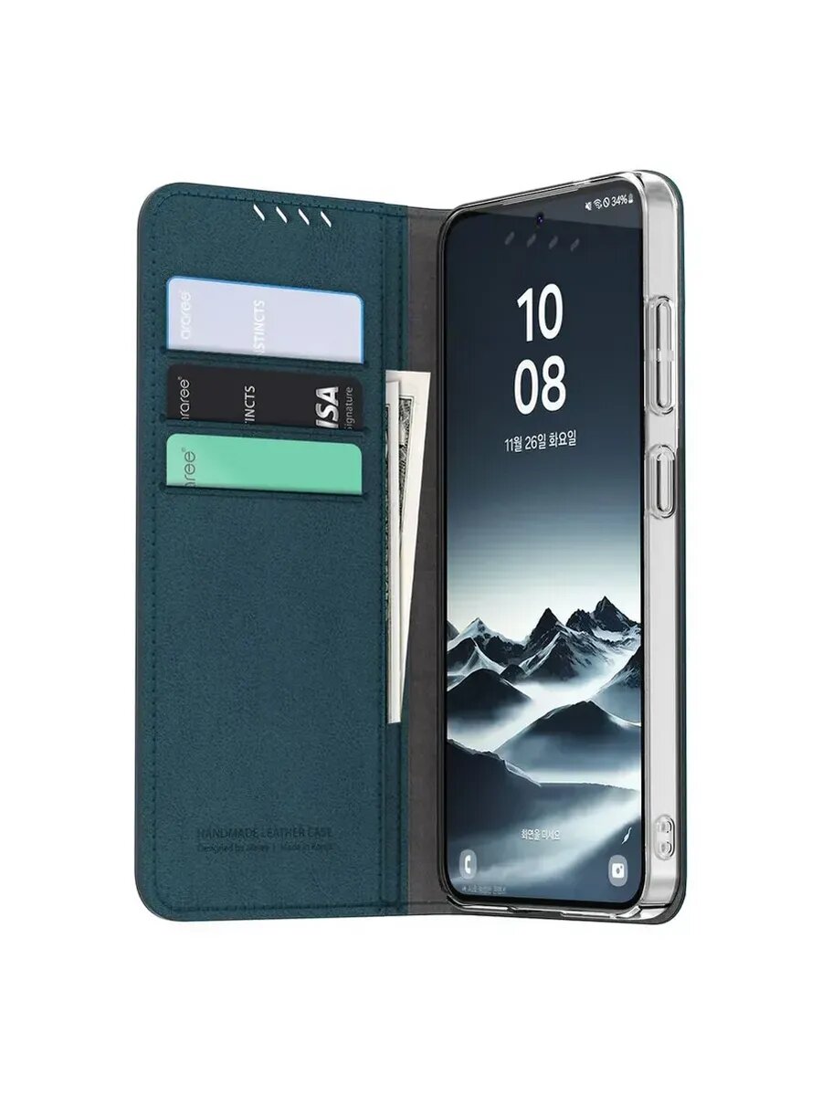 Чехол-книжка на Samsung Galaxy S25 Plus Plus Araree Mustang Diary, цвет: синий