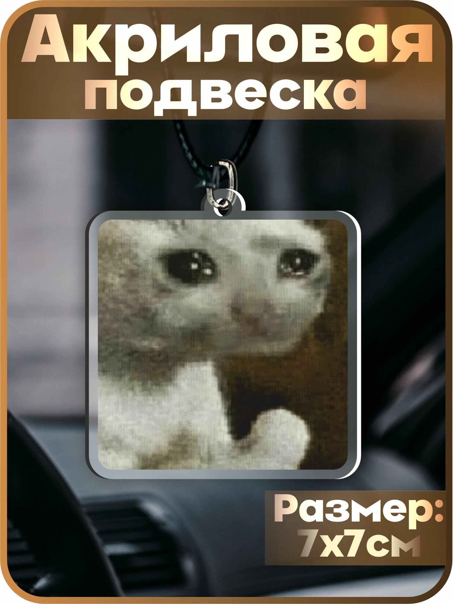 Подвеска в машину на зеркало Плачущий котик