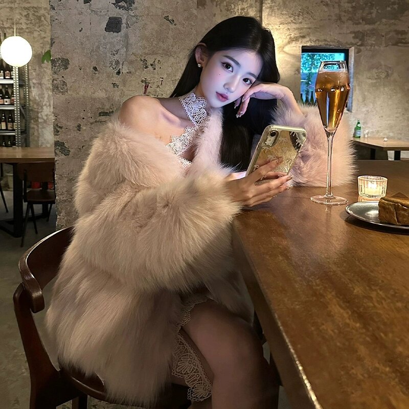 Благородное чувство темперамента королевской сестры, высококачественная шуба из искусственного меха лисы, экологичная, модная шуба для женщин на весну и зиму
