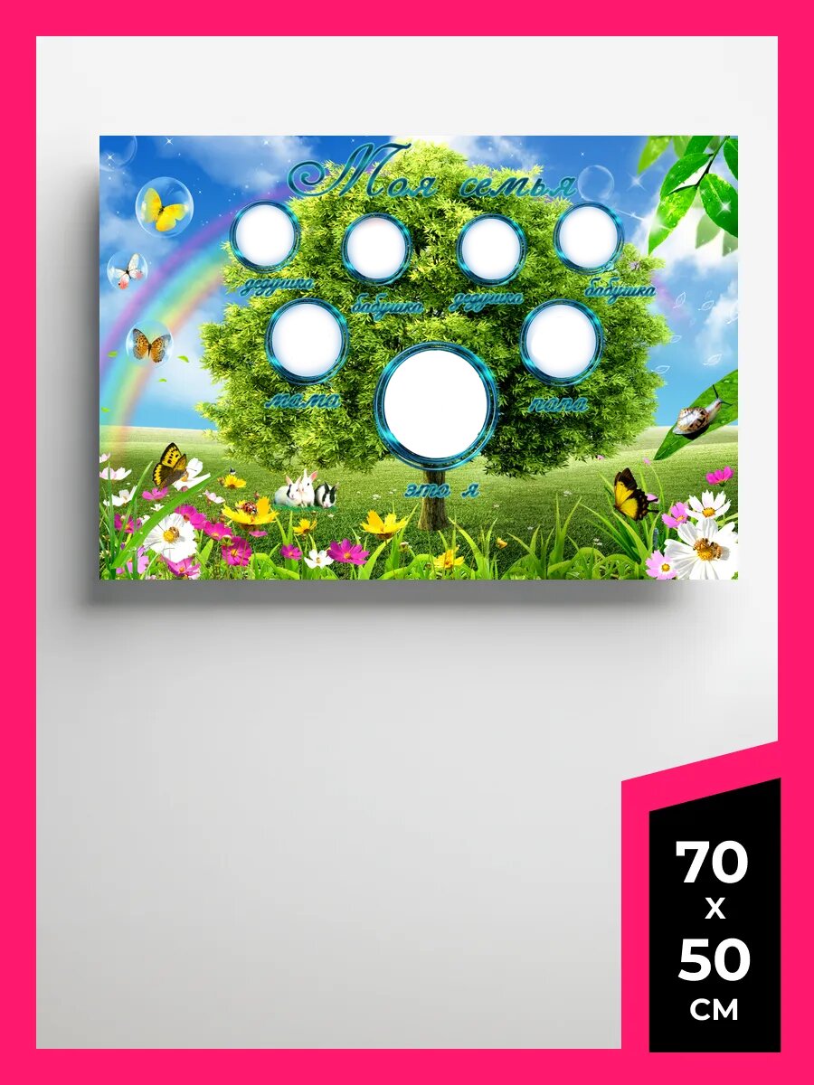 Плакат Семейное древо постер 26 A5070, матовая фотобумага премиум качества