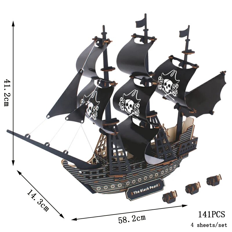 HMS Victory 3D Деревянная модель корабля Черный, The Black Pearl