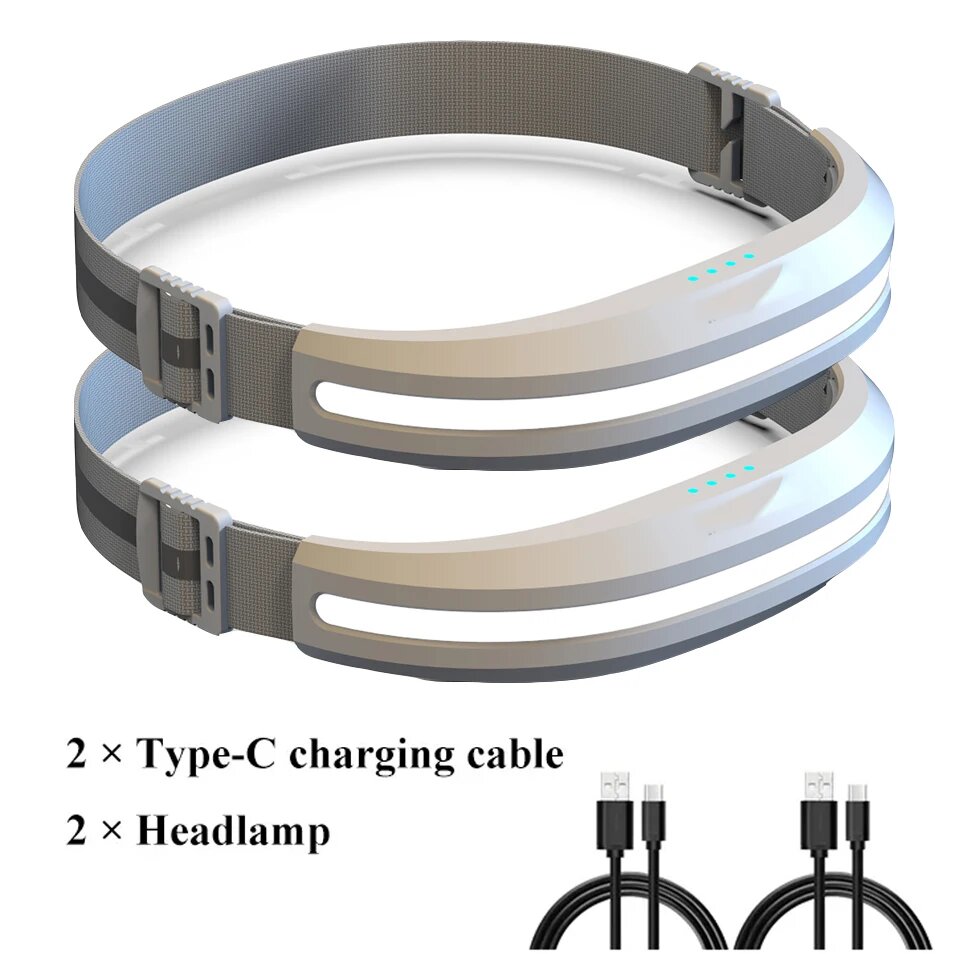 Налобный Фонарь 2шт. Белый свет, Type-C, 2PCS