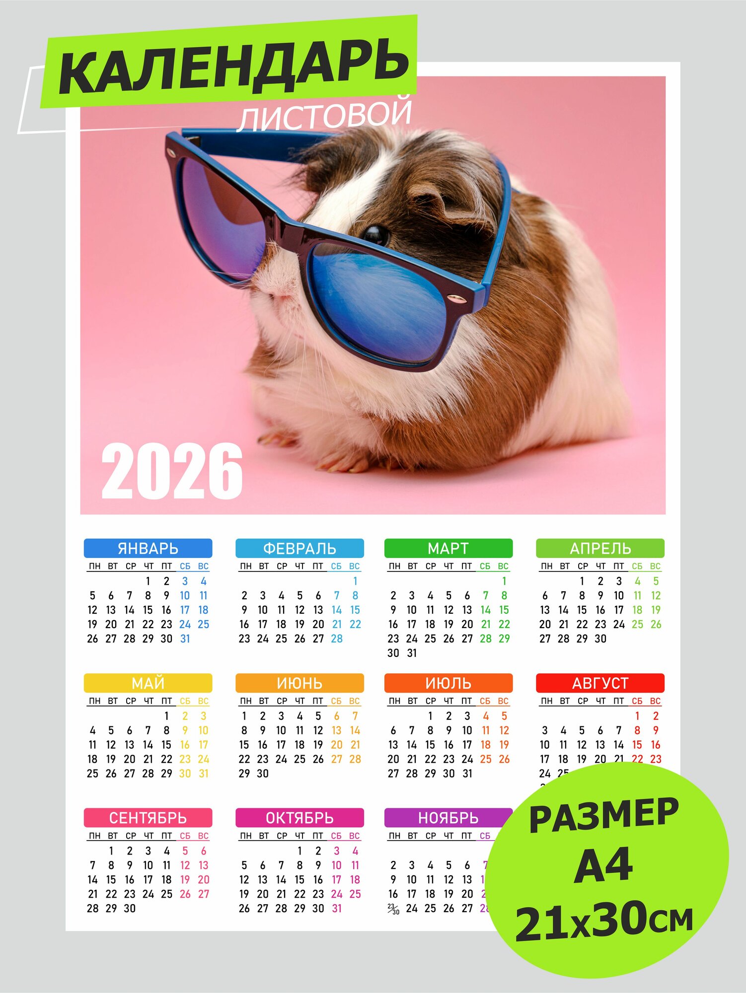 Календарь Морская свинка а4 2026