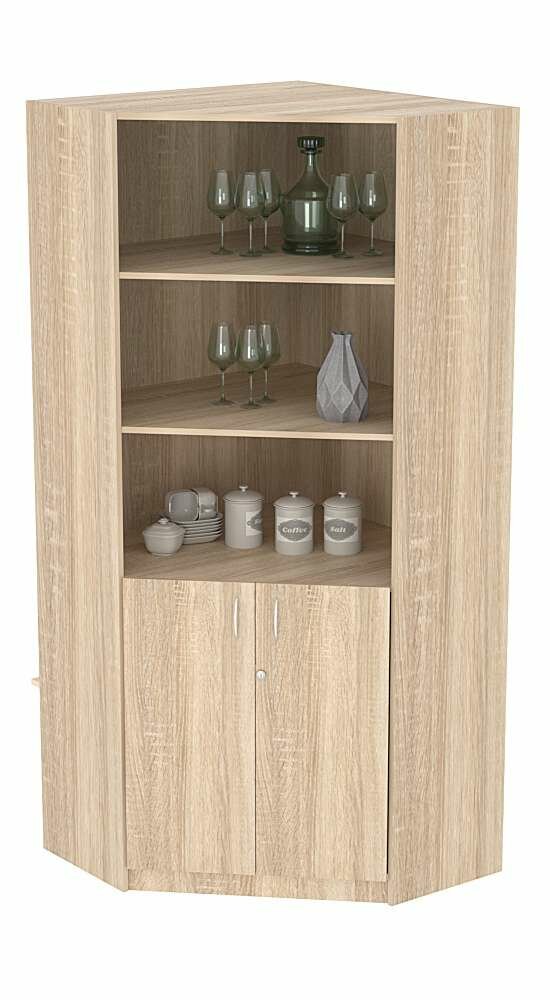 Стеллаж угловой из ДСП серии Эконом №5-4 (торец 400 мм) с дверками 810 мм, Дуб сонома