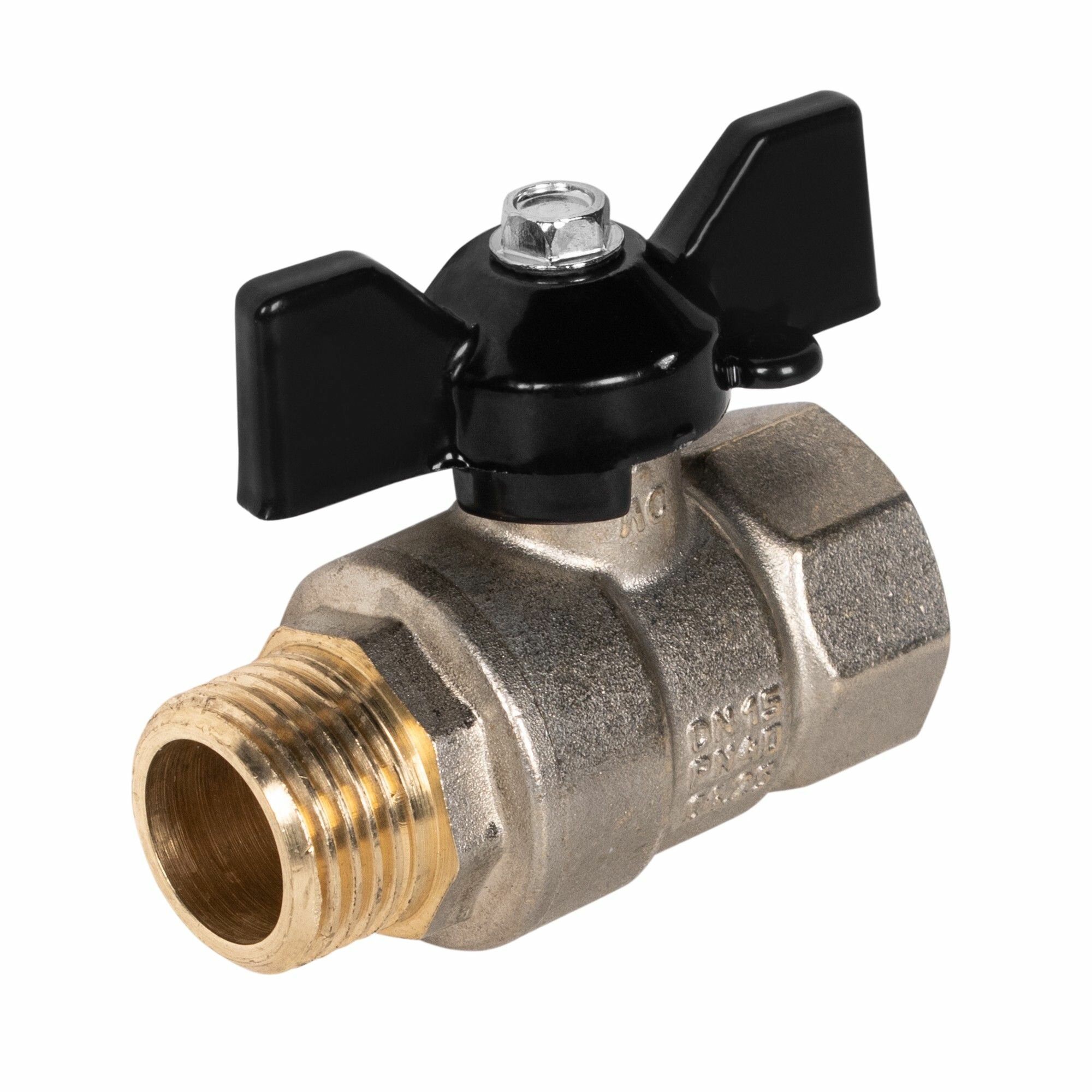 Кран шаровой латунный LD Pride 47.15. B-Н. Б Ду 15 Ру 40 вн-нр, (бабочка)