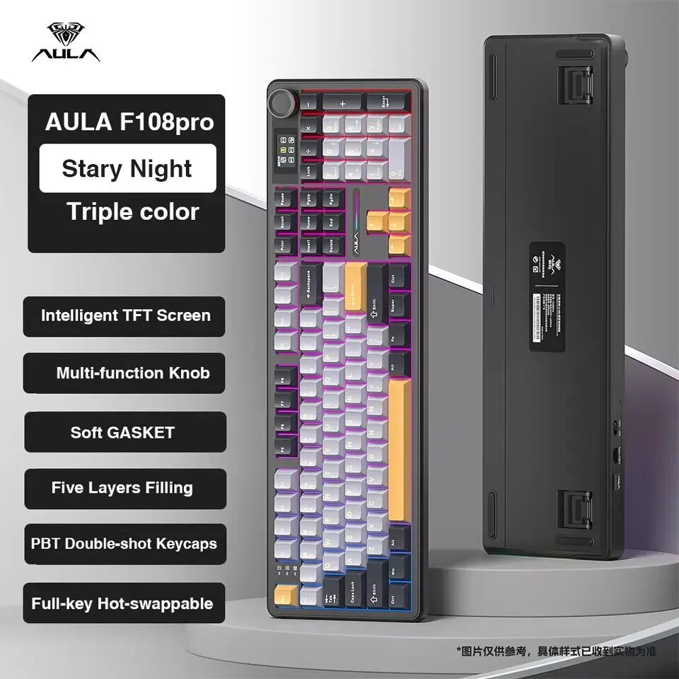 Беспроводная механическая клавиатура AULA F65/F75/F87pro/F99Pro/F108pro RGB F108 pro-C