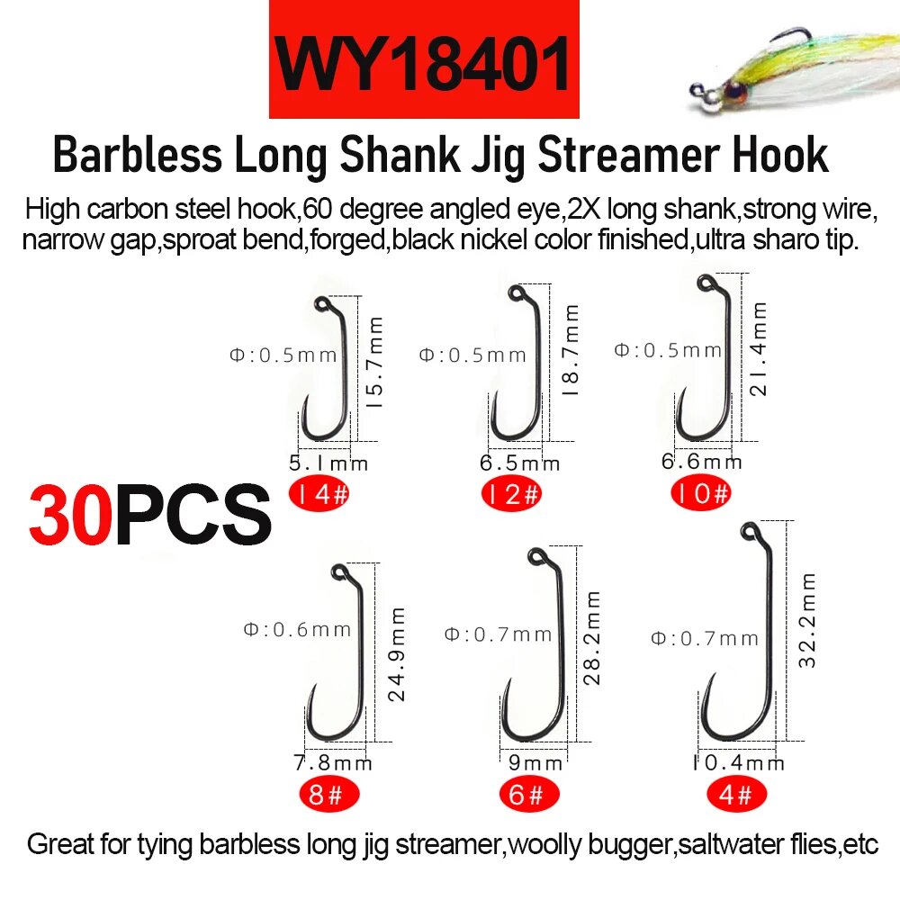 ICERIO Рыболовные крючки для нахлыста 30 шт. 14, WY18401 30pcs