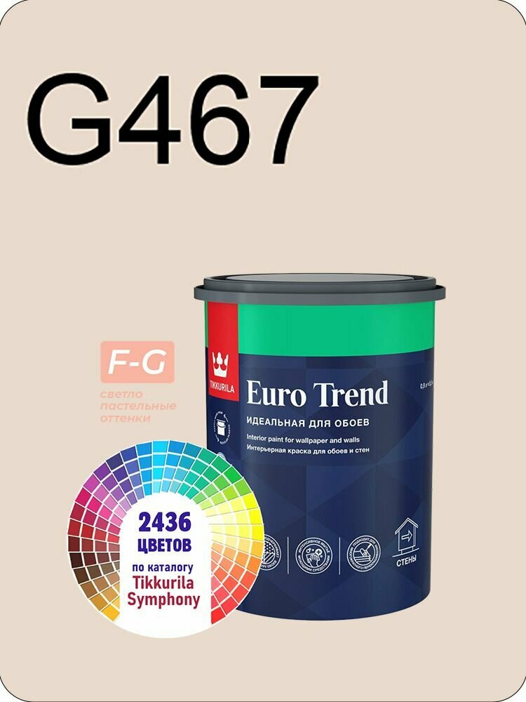 Краска для обоев Tikkurila Euro Trend 0,9л. светло-пастельные оттенки G467
