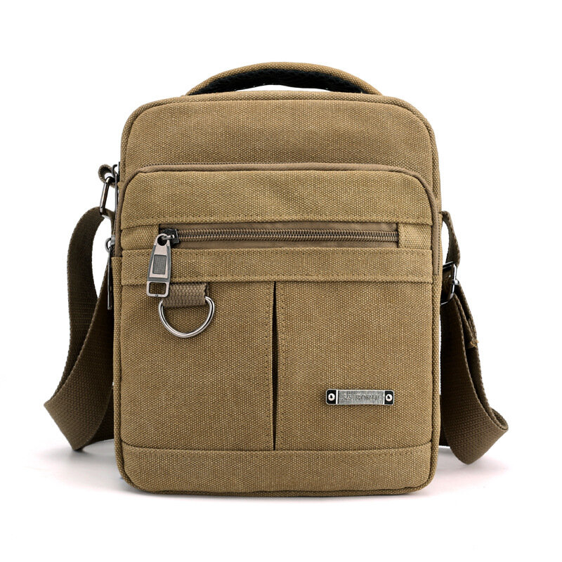 Sac messager en toile pour homme, sacoche à Bandoulière – прочная сумка Petit Sac de voyage с регулируемой повязкой, дизайн нескольких сумочек для стиля жизни, каки (19 x 10 x 23 см)