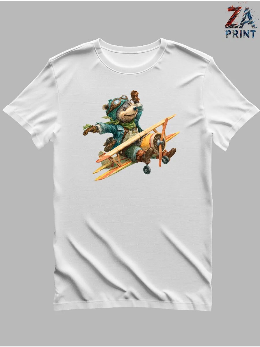 Футболка самолет медведь