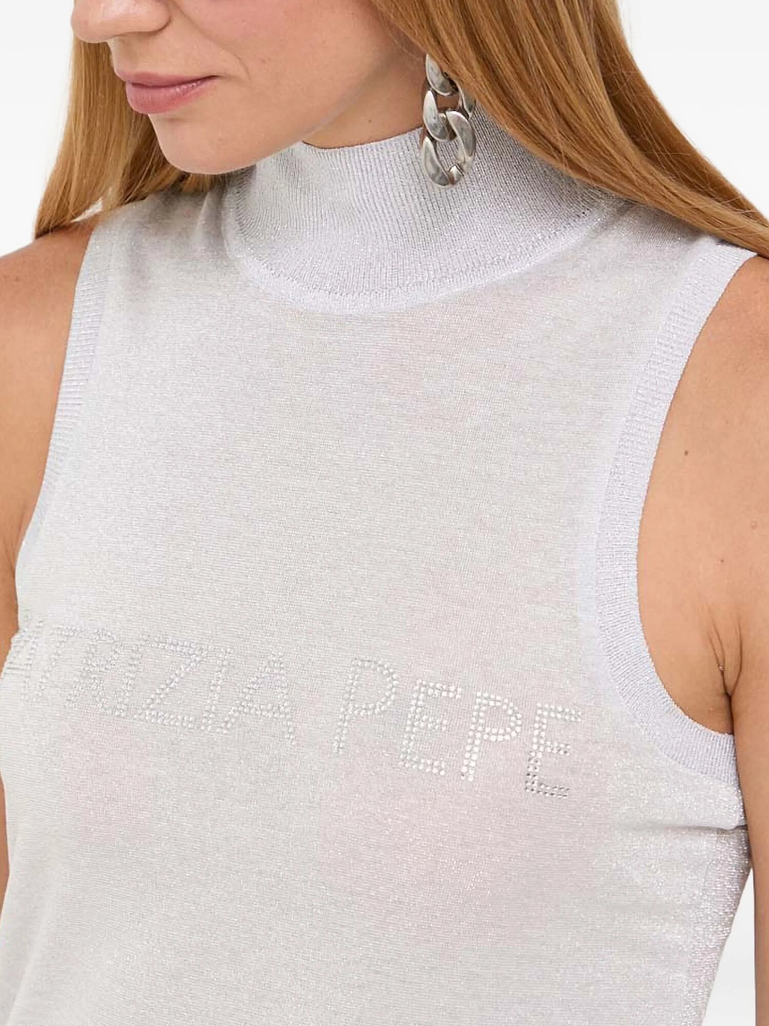 Топ PATRIZIA PEPE High-neck embellished top, размер 44 — фото 1