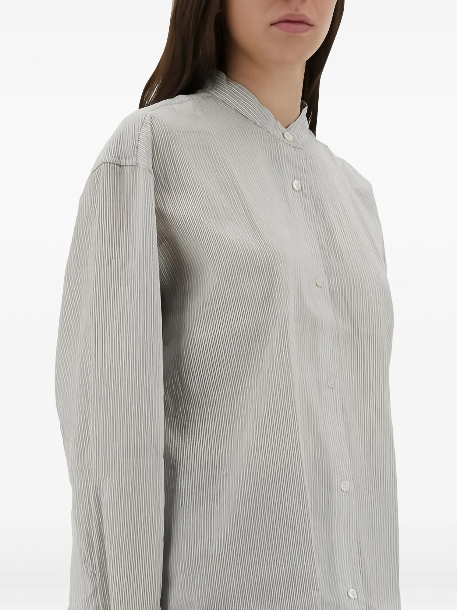 Топ Studio Nicholson Stripe collarless top, размер 10, серый — фото 1