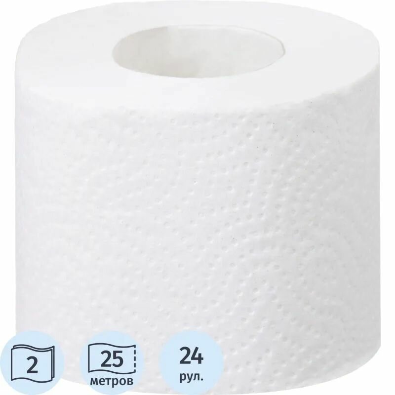 Бумага туалетная JOYeco 2сл натур бел вторич втул 25м 24рул/уп