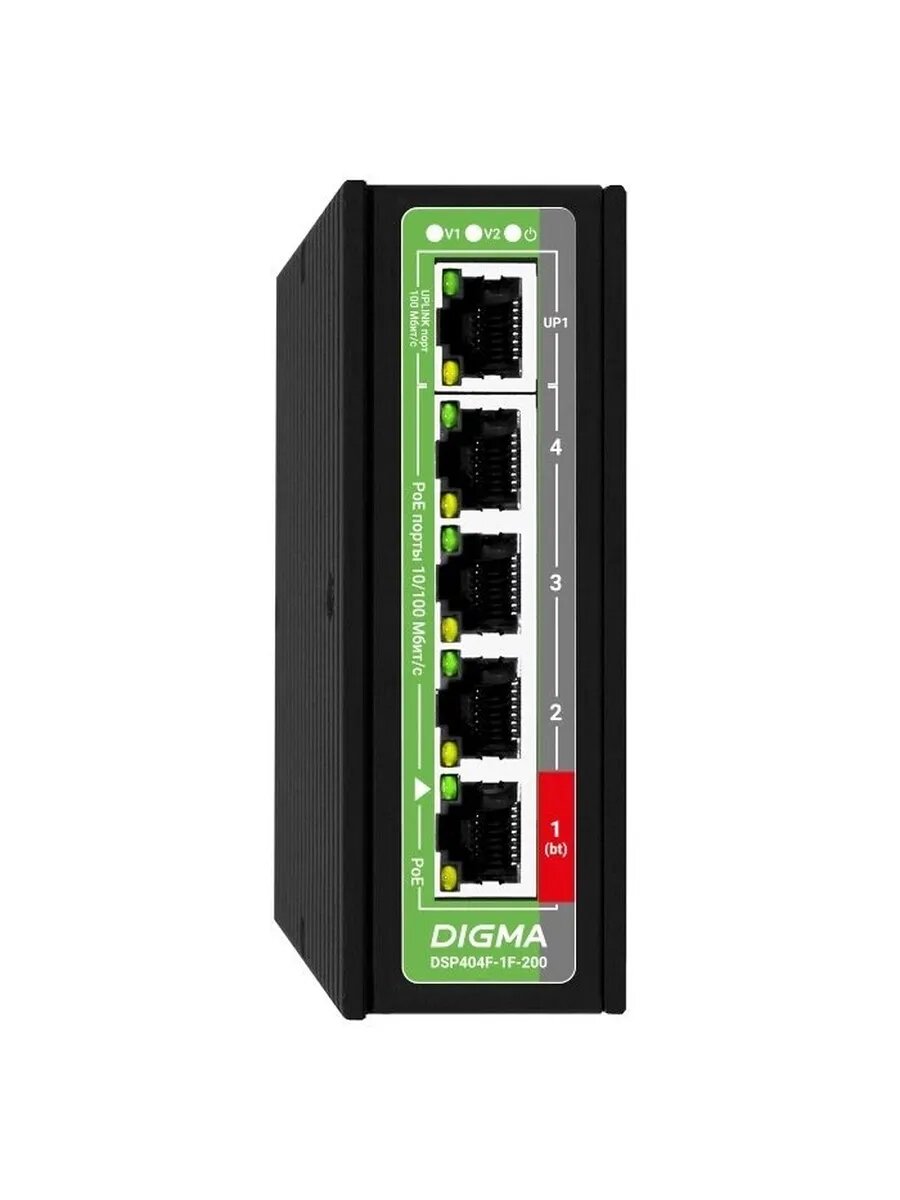 Коммутатор DSP404F-1F-200 (L2) 5x100Мбит/с 4PoE 4PoE+ 1PoE++