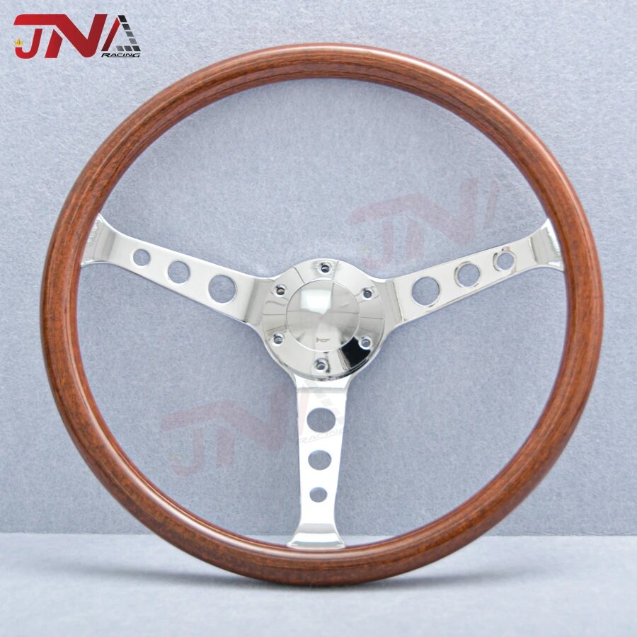 15-дюймовый классический руль под дерево, 380 мм, винтажный гоночный спортивный руль с черной отделкой, H