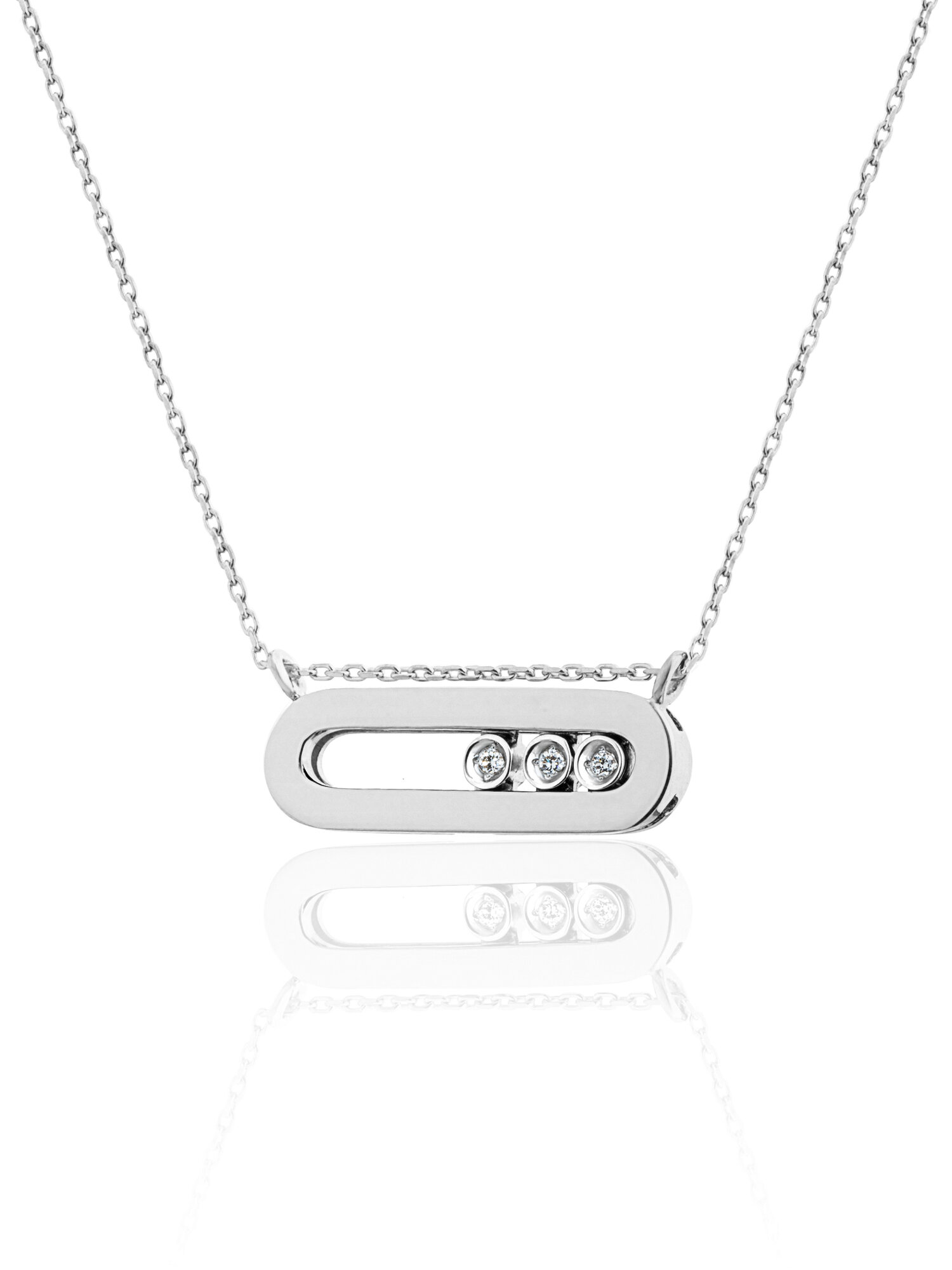 Колье, белое золото, 585 проба, родирование, бриллиант