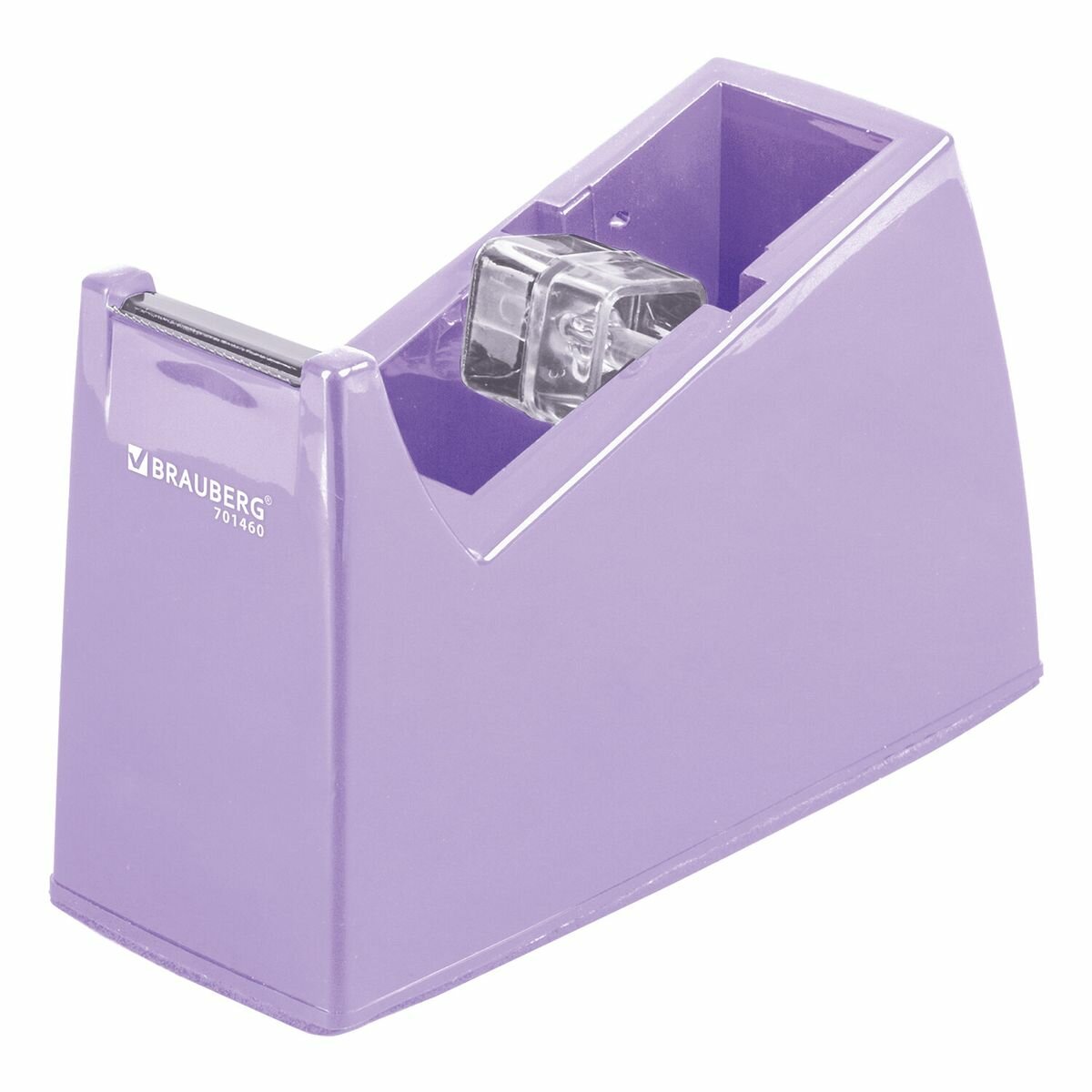 Диспенсер для канцелярской клейкой ленты Brauberg, утяжеленный, лавандовый + лента (701460)