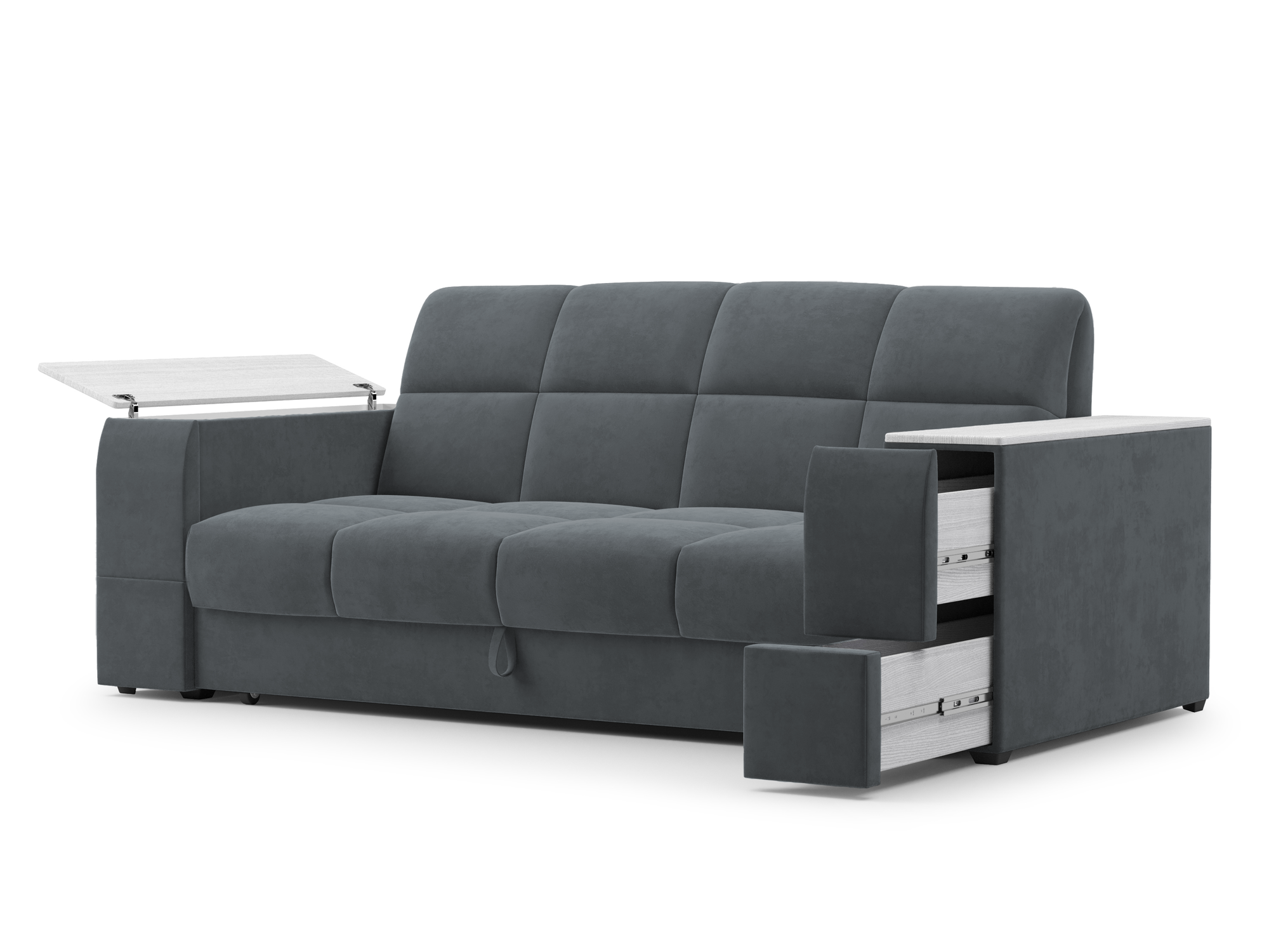 Диван-кровать Флай, аккордеон, подлокотники короб+ящики, 160*200 с ортопедическим основанием, съемный чехол, велюр.