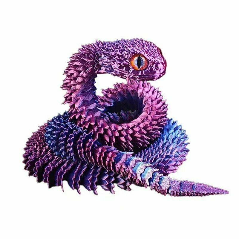 Миниатюрная 3D печатная змея из пластика, 45CM, Фиолетовый