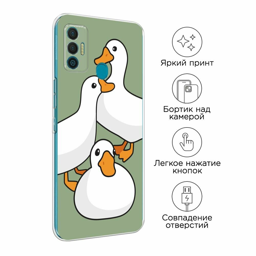 Чехол на Tecno Spark 7 / Техно Спарк 7 с принтом "Утиное трио" — фото 1
