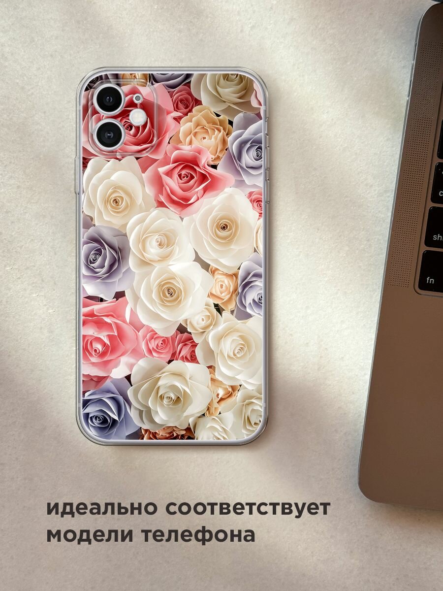 Чехол на Apple iPhone 11 / Айфон 11 с принтом "Пастельные розы" — фото 1