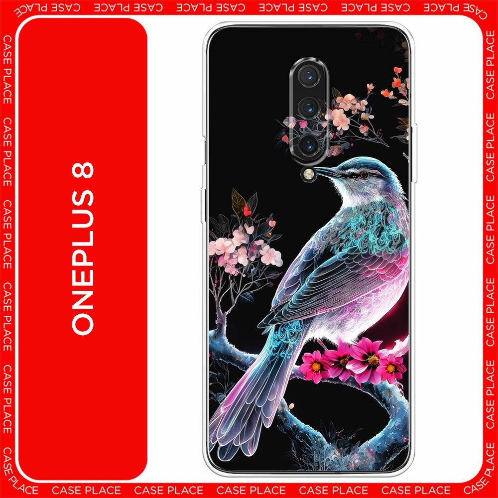Чехол на OnePlus 8 / ВанПлас 8 с принтом "Птица на цветущем дереве"
