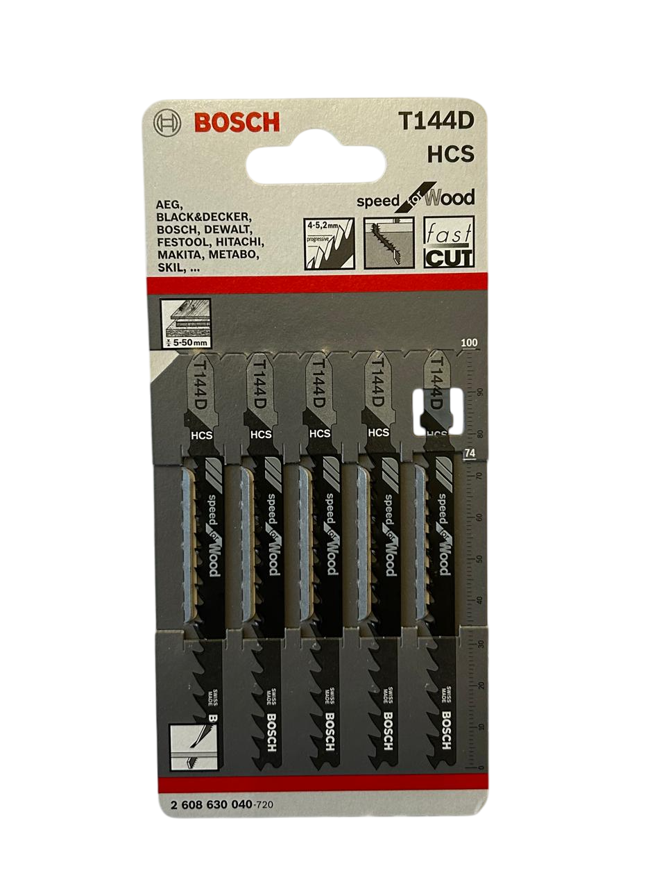 Набор пилок для лобзика по дереву premium БОШ T144D, 5 шт, Оригинал