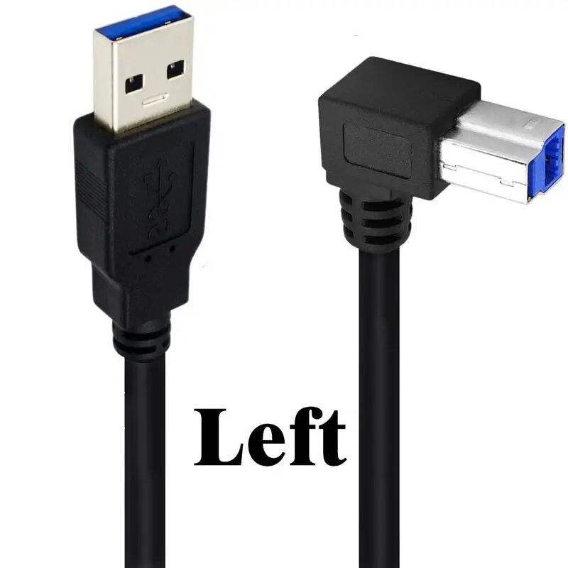 USB 3.0 A to B кабель черный 1.5 м, левый угол