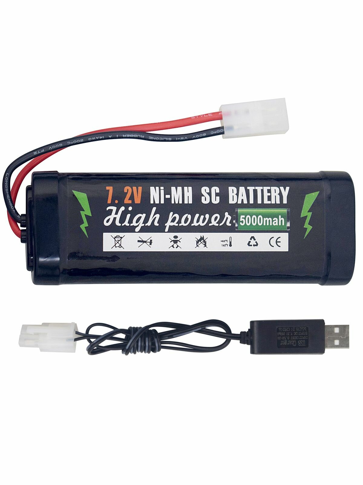 7.2V 5000 мАч никель - водородный аккумулятор с разъемом KET - 2P и USB - зарядным устройством для дистанционно управляемых игрушечных автомобилей Truggy