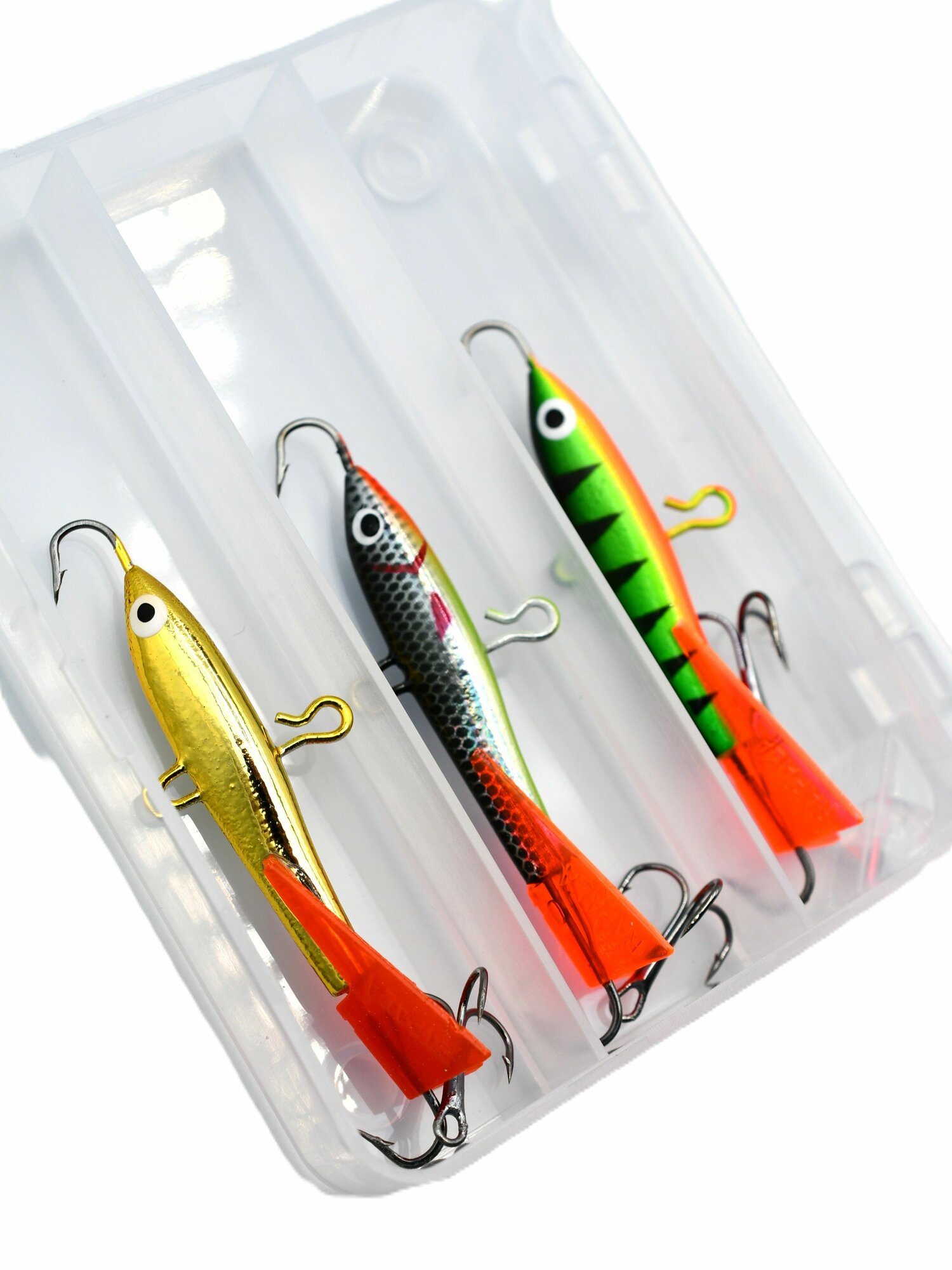 Балансир Rapala 75 мм, 15 г зимняя приманка для щуки, окуня и судака. Набор из 3 шт. с разными цветами.