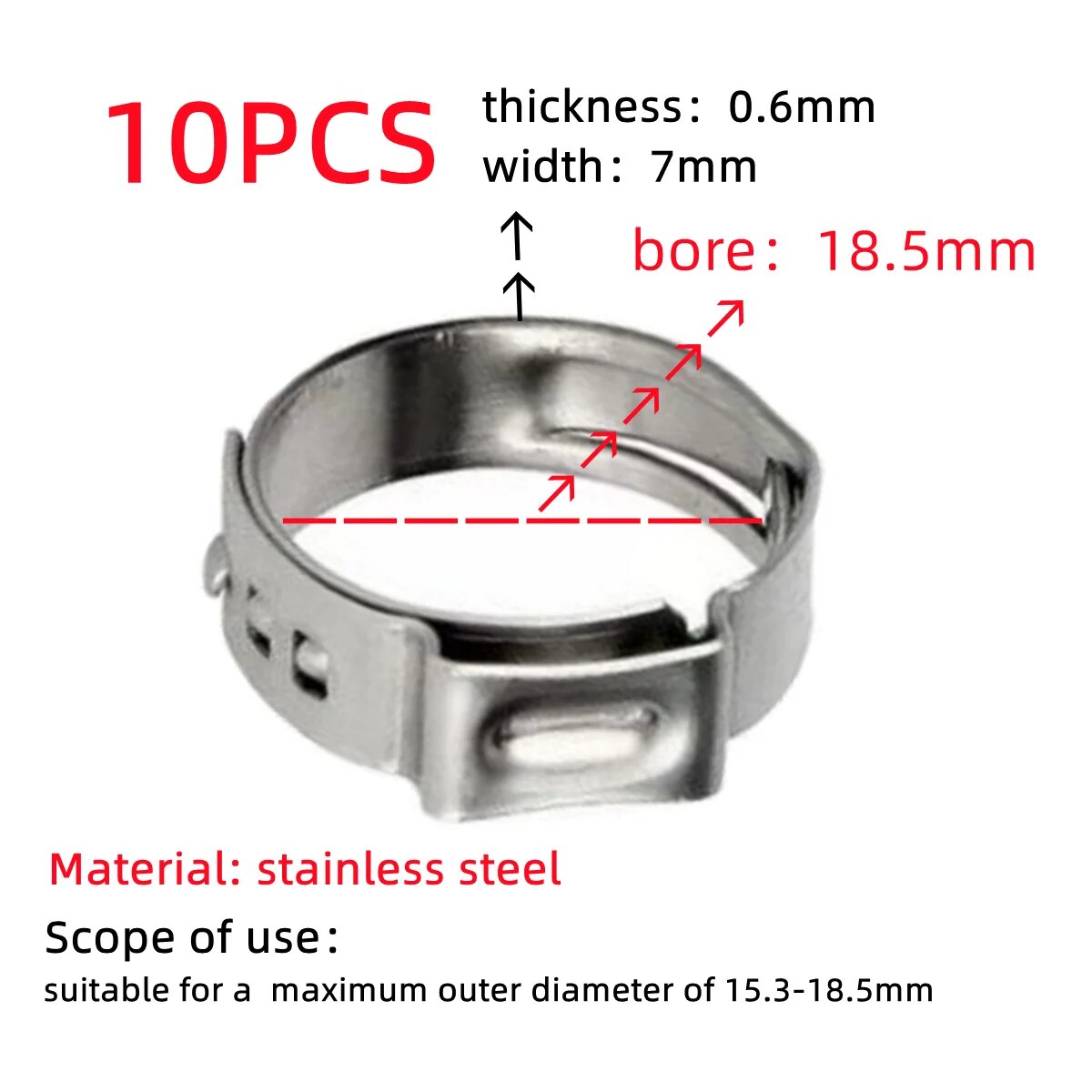Зажимы из нержавеющей стали 304, 10 шт. 15.3-18.5mm10pcs