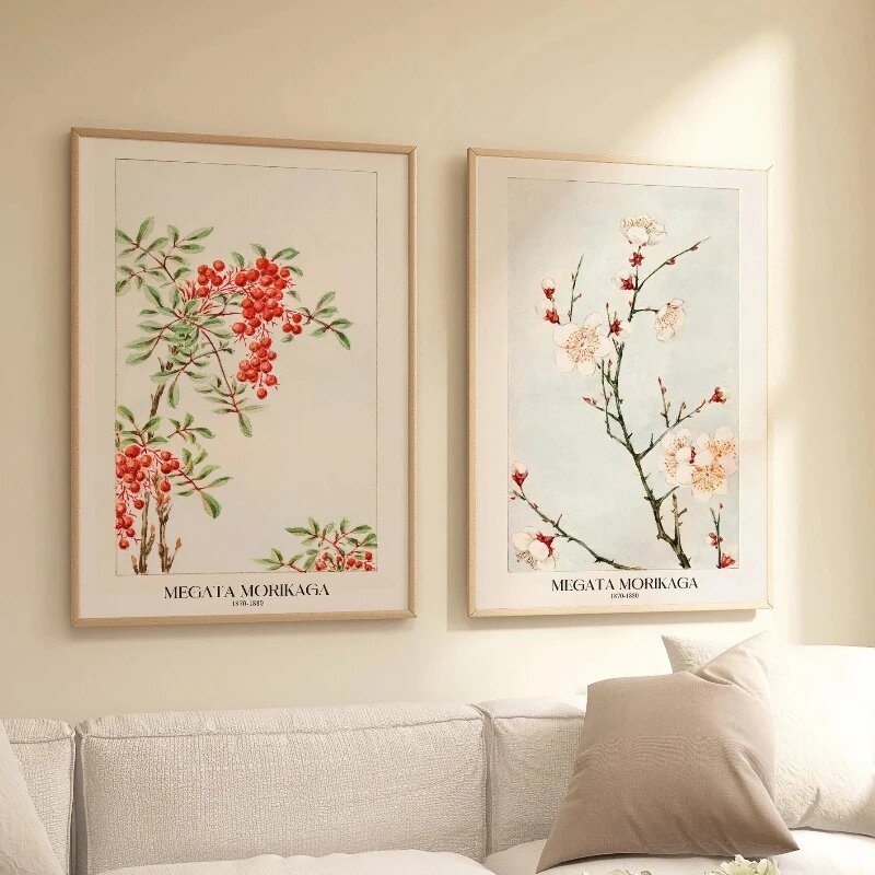 Набор из 2 картин "Японские цветочные принты", канваса 40x60cm No Frame