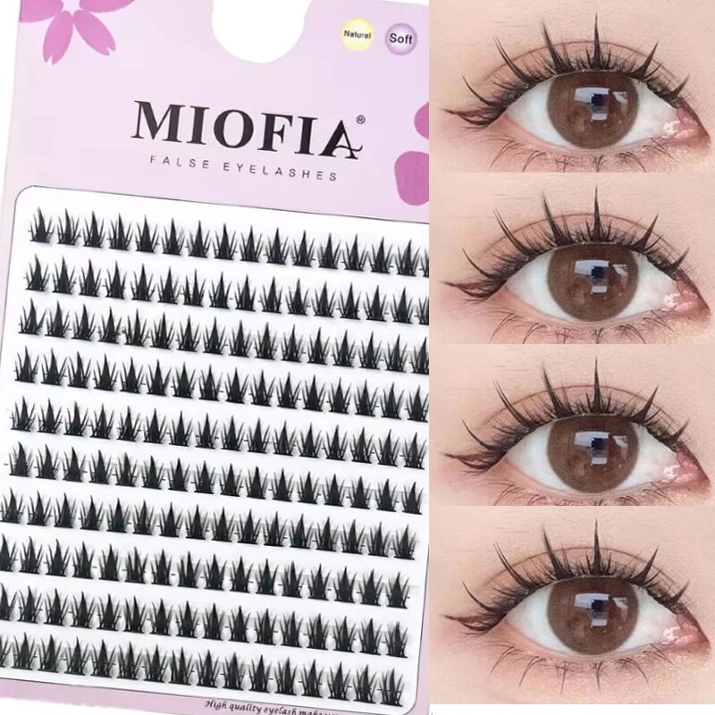MIOFIA 160 пучков коричневых 3D русских ресниц 8-15 мм 11 мм, Черный, Black