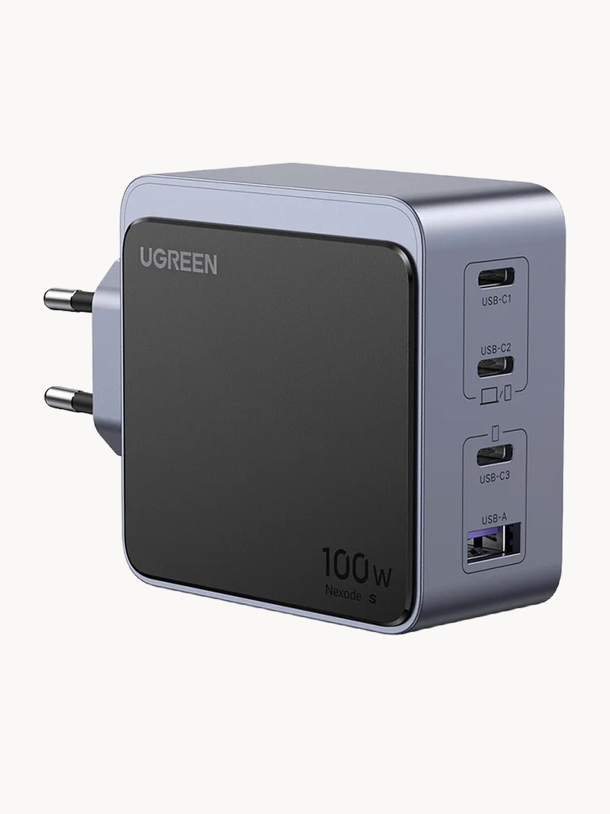 Сетевое зарядное устройство Ugreen X565 100W, GaN, USB+3xUSB-C, QC/PD, цвет серый (35043)
