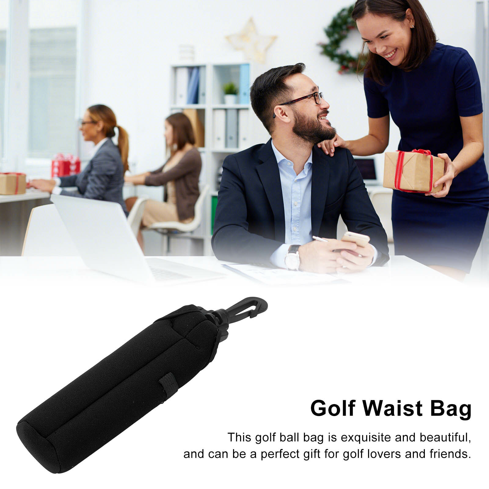 Сумка для мяча для гольфа, мини-маленькая, портативная, водонепроницаемая, прочная, мощная, с вращающейся пряжкой, поясная сумка, аксессуары для гольфа, черный
