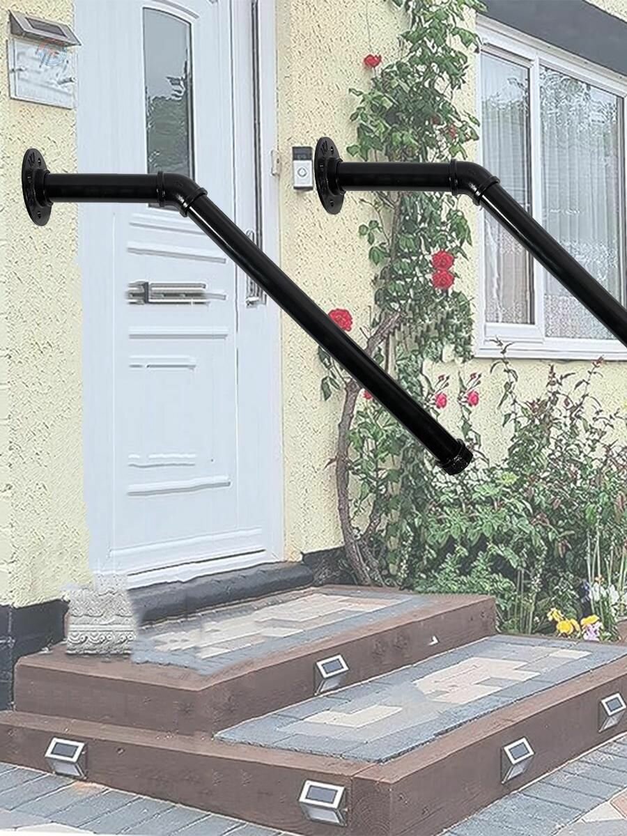 Лестничные перила поручень 48х40 см из оцинкованной трубы, уличный антикоррозийный поручень для бассейна пандуса крыльца, универсальное крепление на дерево бетон кирпич