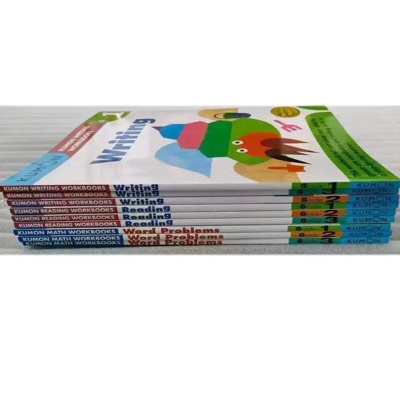 9 книг/набор Kumon, стиль документов, образование, математика + письмо + чтение, тетрадь для 1-3 классов, DIFUYAlibross
