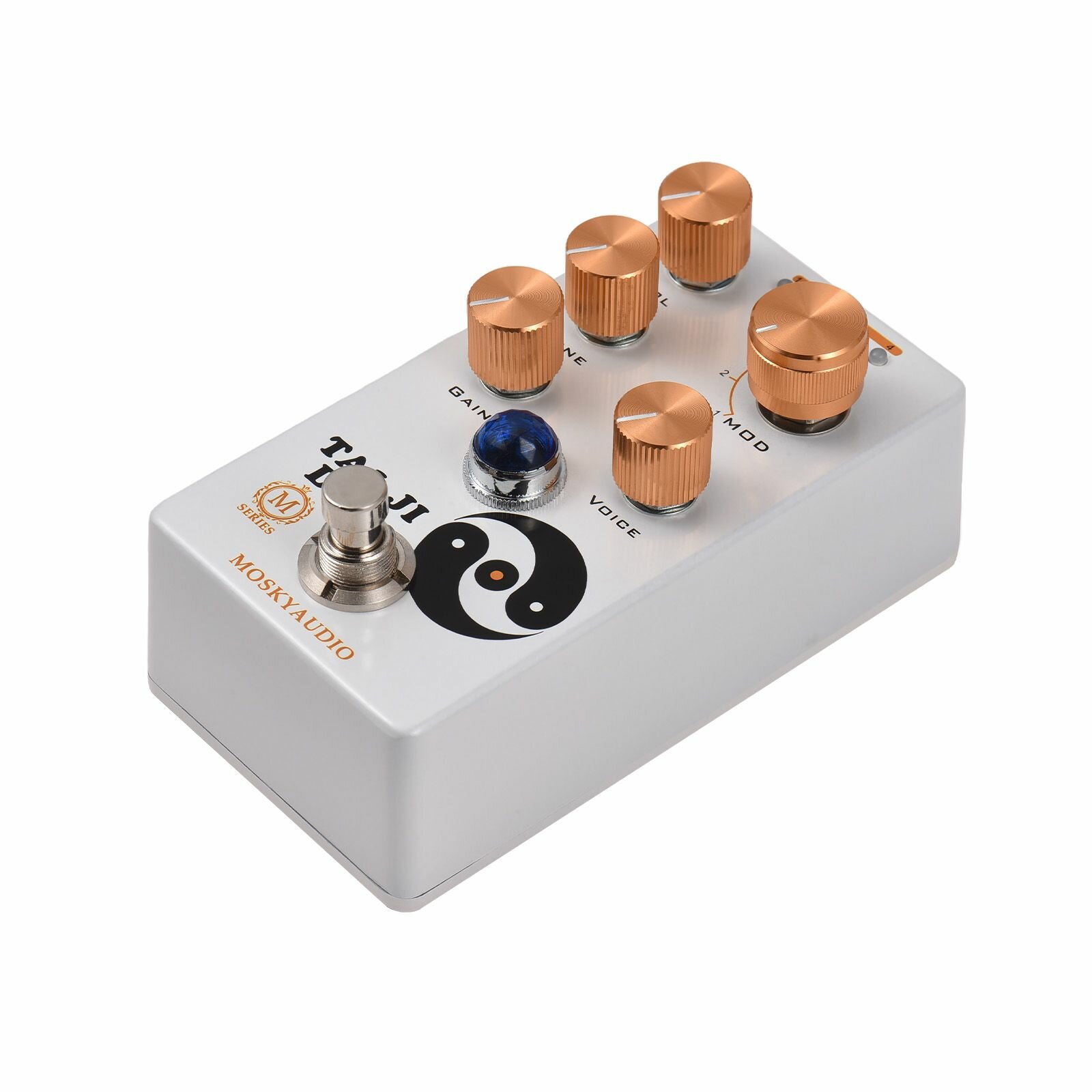 Эффектная педаль для электрогитары MOSKYAUDIO TAI JI DRIVE с функцией Overdrive, регулировками Volume/Tone/Gain/Voice/4-Mode Knob, питанием DC 9V,