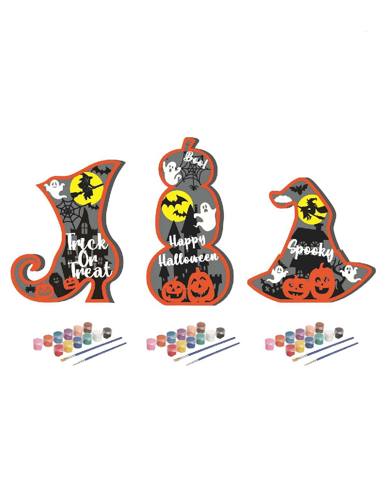 Незаконченные поделки из дерева на Хэллоуин для раскрашивания пустых тыкв, настольные деревянные таблички