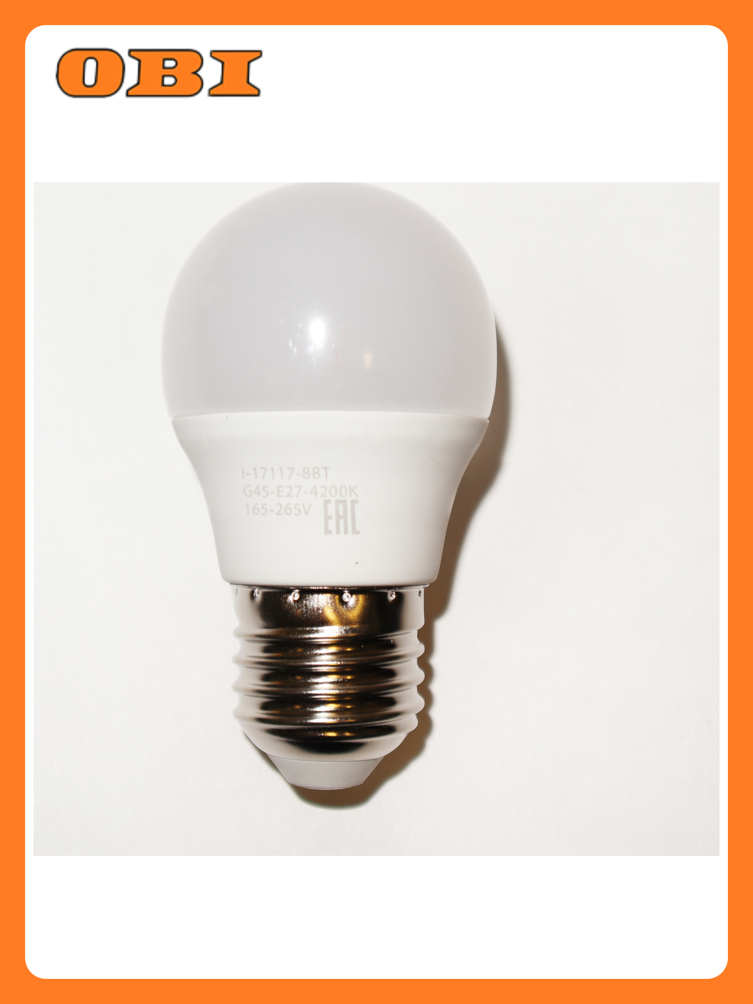 Лампа светодиодная i-WATT i-17117, 8 Вт, E27, G45, 4200 К, матовая, белая