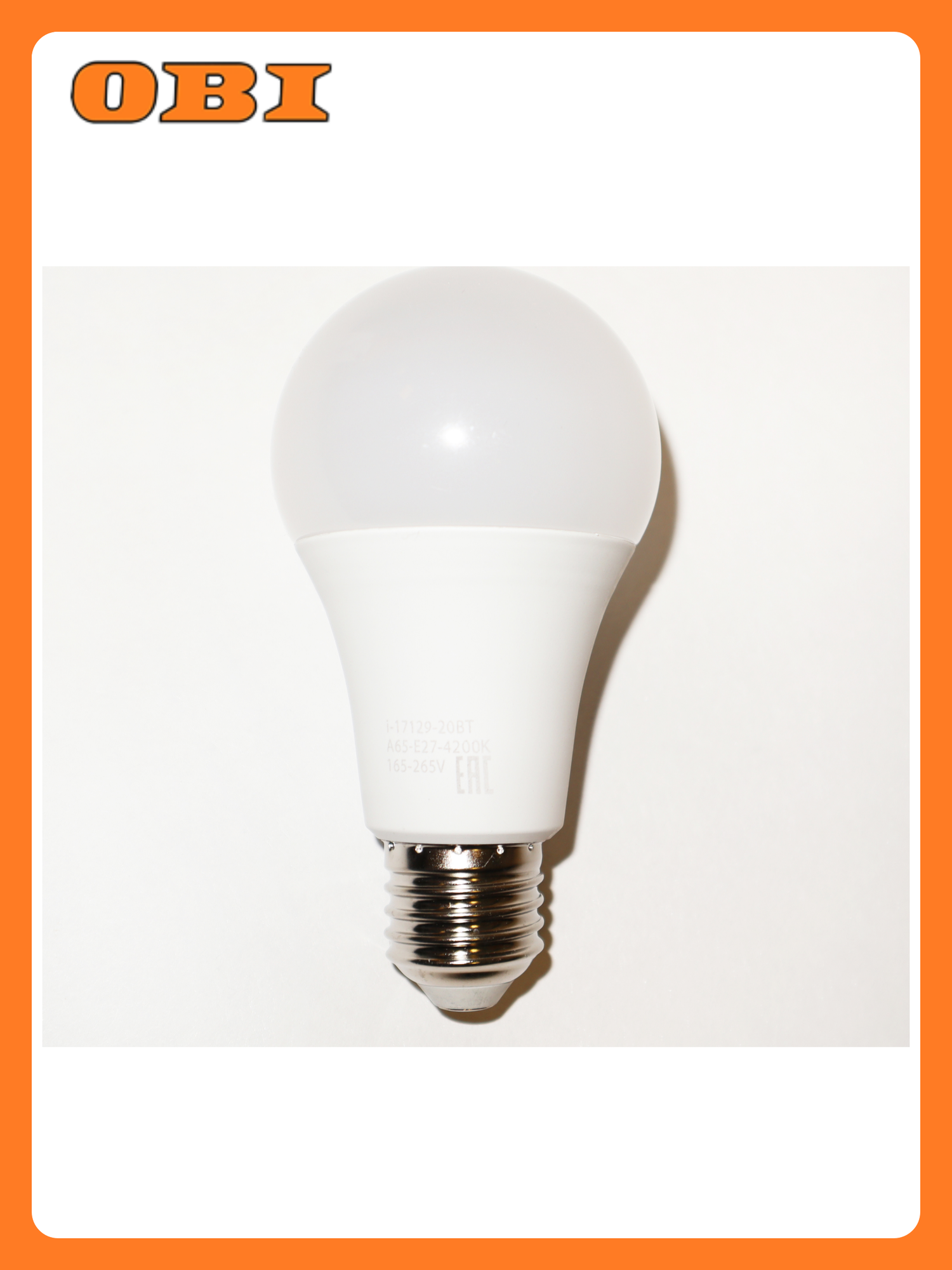 Светодиодная лампа I-WATT i-17129, 20 Вт, E27, 4200 К, матовая, белая