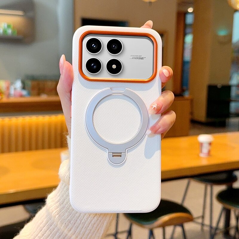 Чехол для Poco F8 Pro / Поко Ф8 Про Магнитный кронштейн антиударный чехол, подставка, матовая поверхность, бампер, металл, поликарбонат/полиуретан, ударопрочный, встроенная подставка, POCO, Poco F8 Pro,