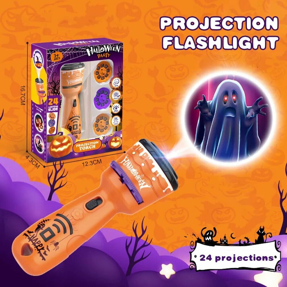 Детский проектор фонарик с узорами на Хэллоуин и Рождество, светящаяся игрушка