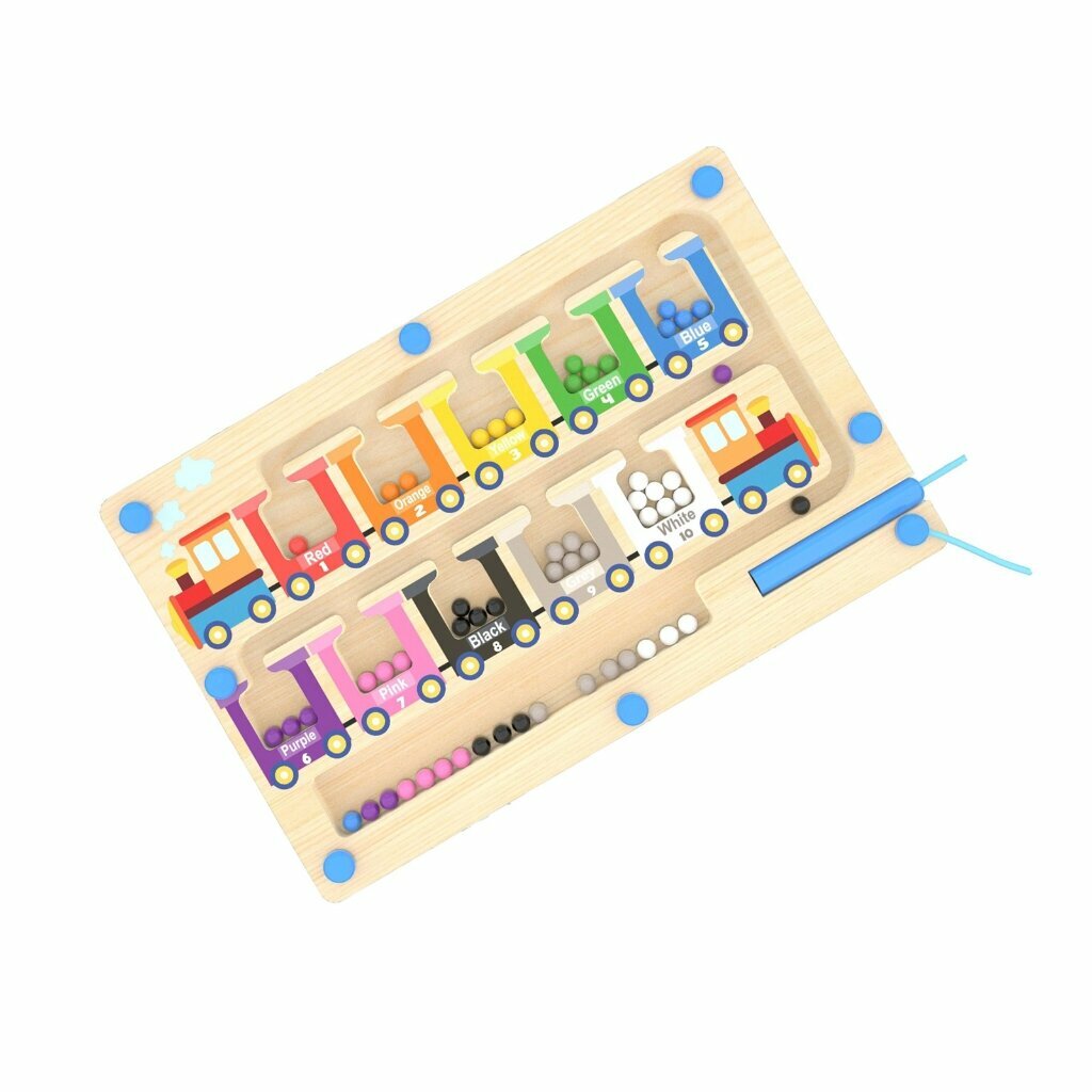 Деревянный Магнитный Лабиринт из Бисера, Развивающая Игрушка для Детей, Координация Рук И Глаз, Сортировка Чисел По Цвету, Когнитивный Рост, Игрушка-Головоломка