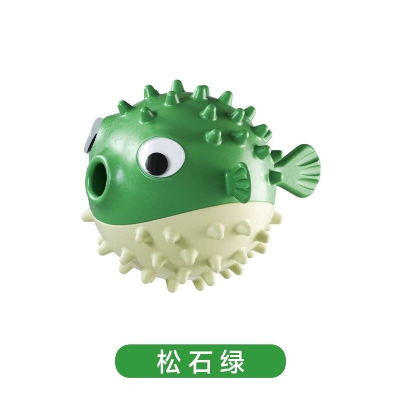 Bouncing Fish Интерактивная игрушка для чистки зубов с звуком и выдачей лакомств для мелких и средних собак - Зеленый
