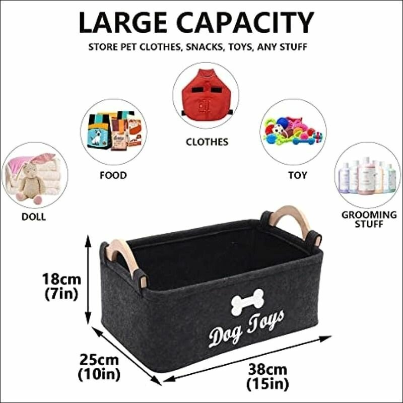 Темно-серый фетровый ящик для игрушек для собак, ящик для хранения